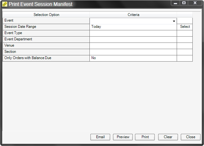 Event Session Manifest